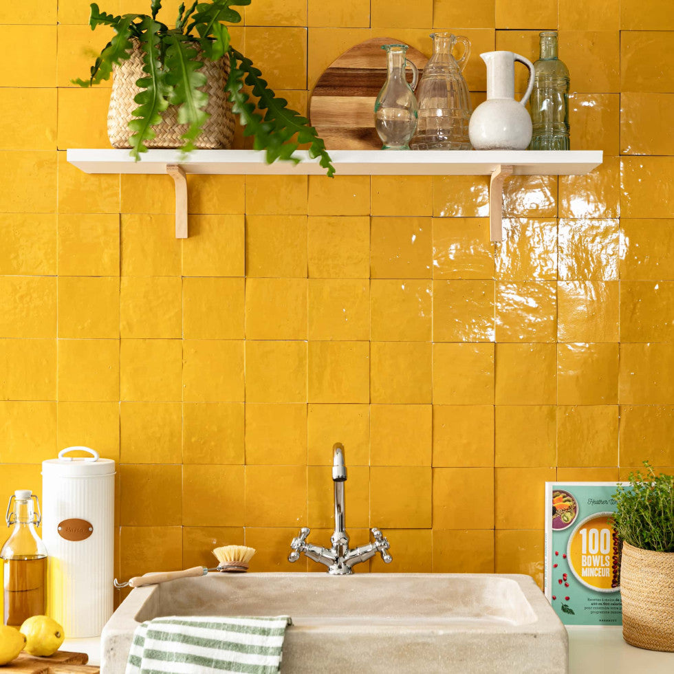 Mustard Yellow Zellige Tiles - 10x10 square – Lavabo Marocain